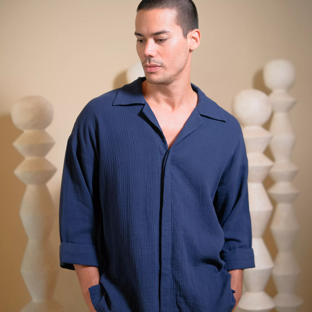 GABRIEL SHIRT NAVY – Aanoukis Swimwear